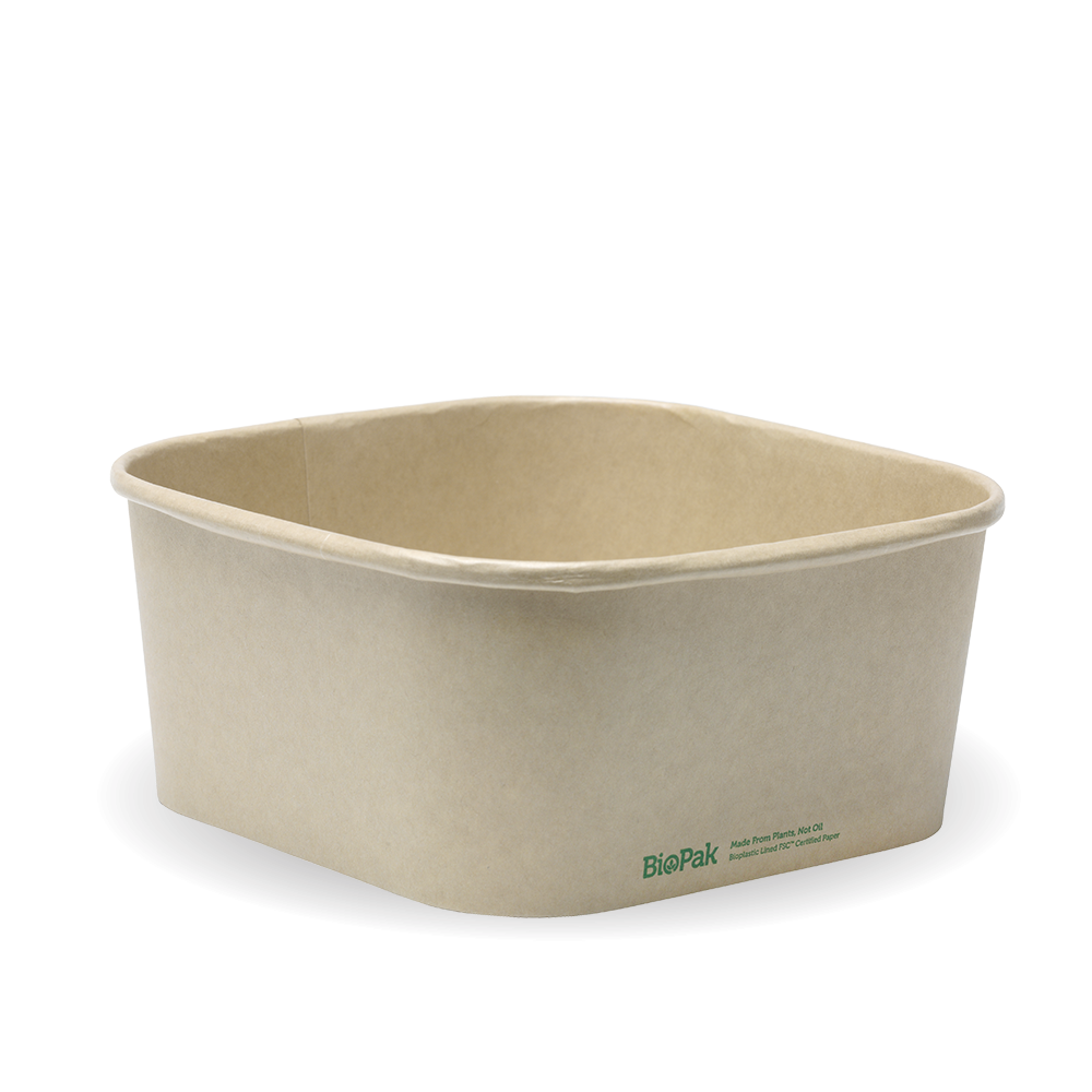 BioPak 1,400ml Kraft BioBoard Square Takeaway Base – Paper Lane ...